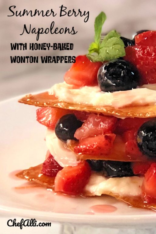 Summer Berry Napoleons with Honey-Baked Wonton Wrappers - ChefAlli.com