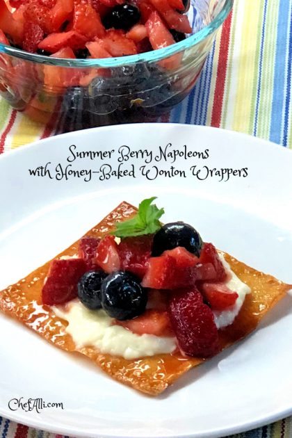Summer Berry Napoleons with Honey-Baked Wonton Wrappers - ChefAlli.com