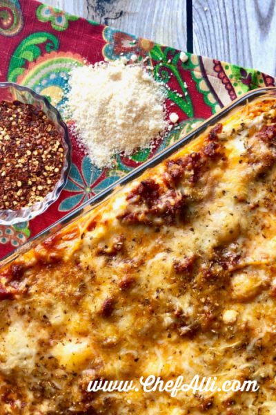 Oh Snap! Baked Spaghetti Pie Casserole - Chef Alli