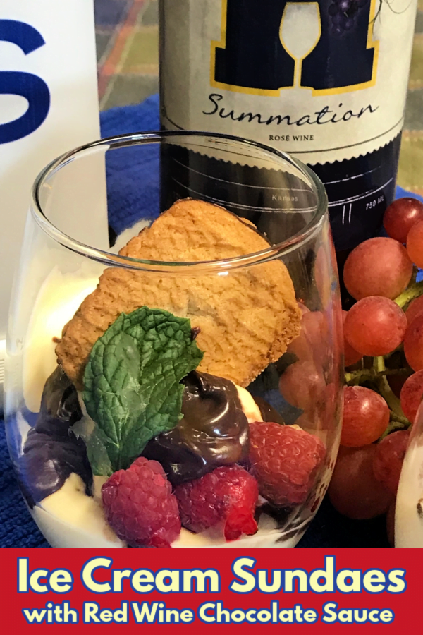 Ice Cream Sundaes with Red Wine Chocolate Sauce - Chef Alli